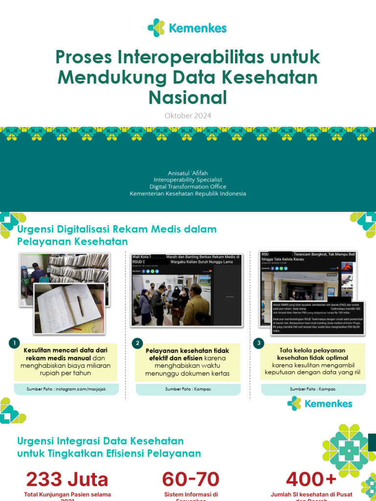 Proses Interoperabilitas Untuk Mendukung Data Kesehatan Nasional | PDF ...