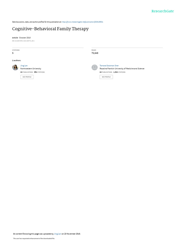 Cognitive-Behavioral Family Therapy Guide | PDF | Cognitive Behavioral Therapy | Behaviorism