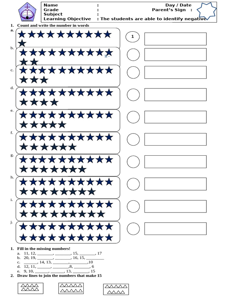 Math1 Number To 20 Pdf