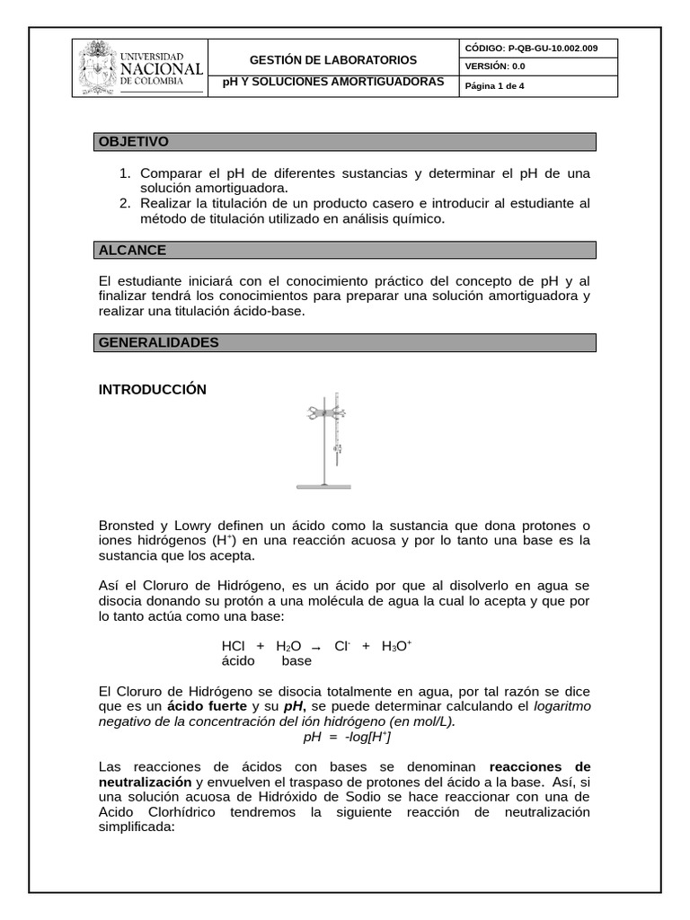 009.pH Y SOLUCIONES AMORTIGUADORAS | PDF | Ph | Ácido