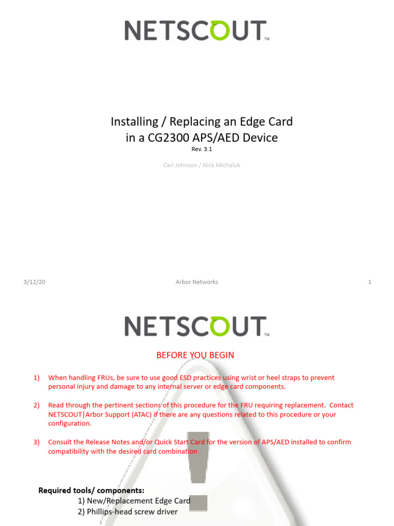 CG2300 Edge Card Installation Guide | PDF | Screw | Manufactured Goods