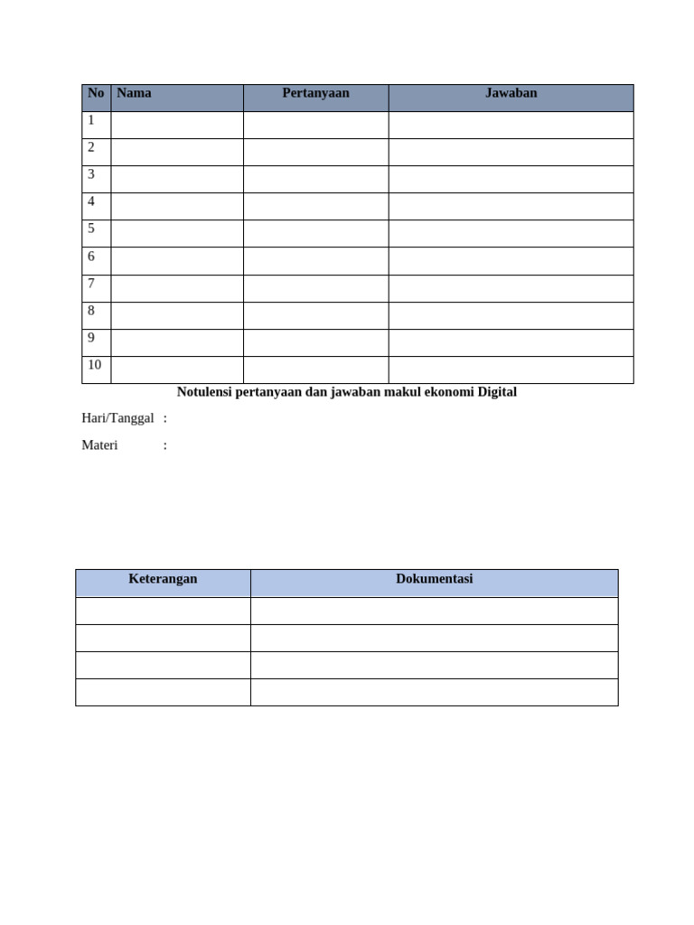 Format Notulensi | PDF