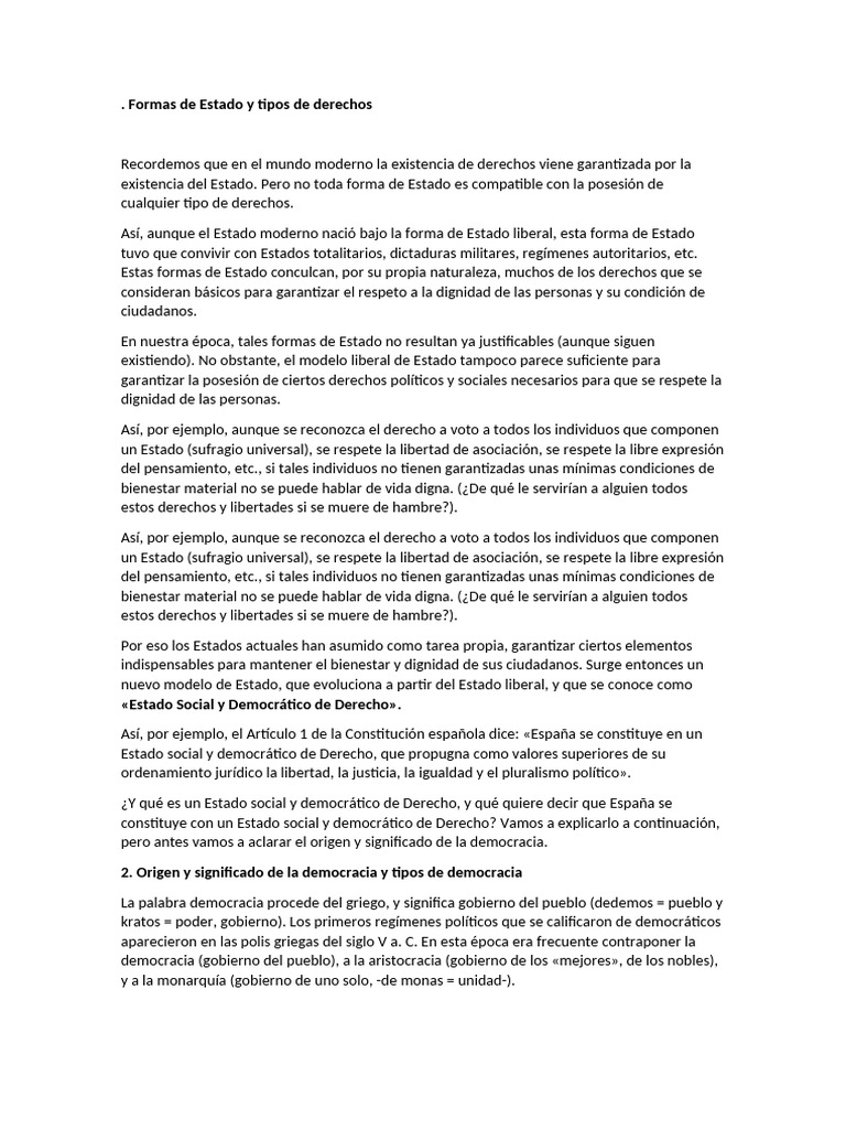 Formas de Estado y Tipos de Derechos | PDF | Democracia | Ideologías ... Formas de Estado y Tipos de Derechos | PDF | Democracia | Ideologías ...