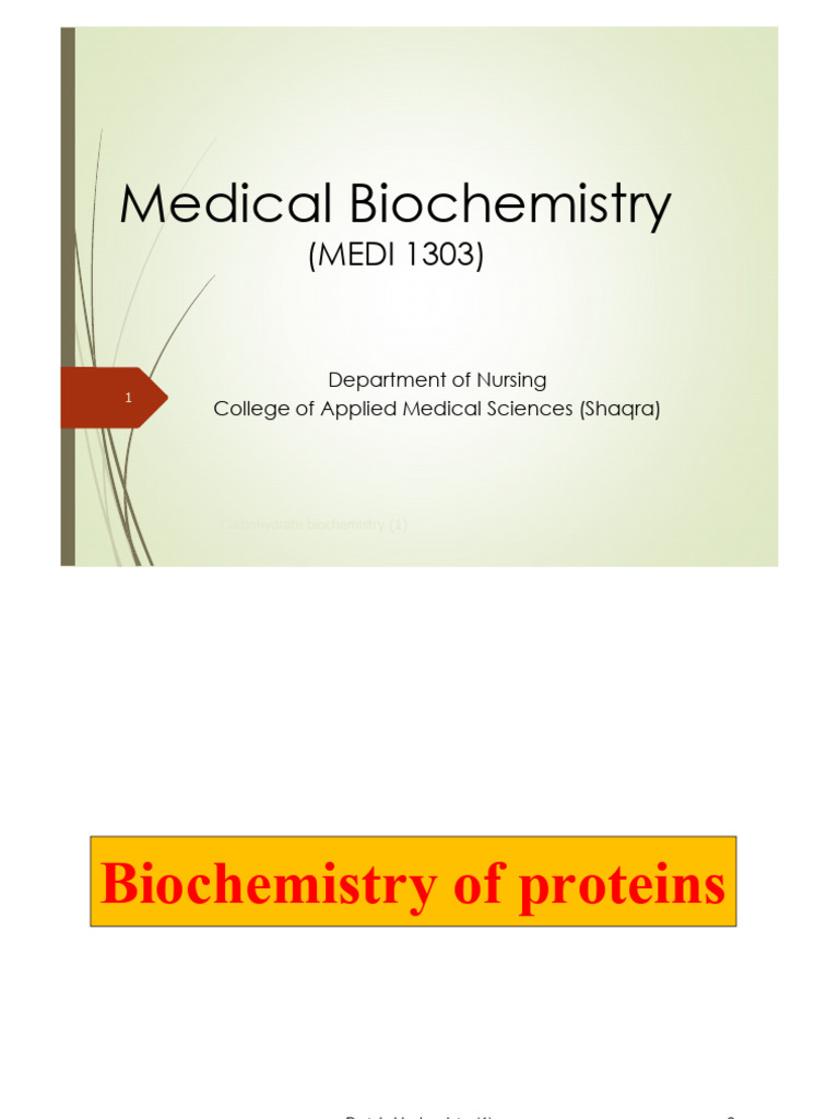 Protein Biochemistry (1) | PDF | Protein Structure | Chemistry