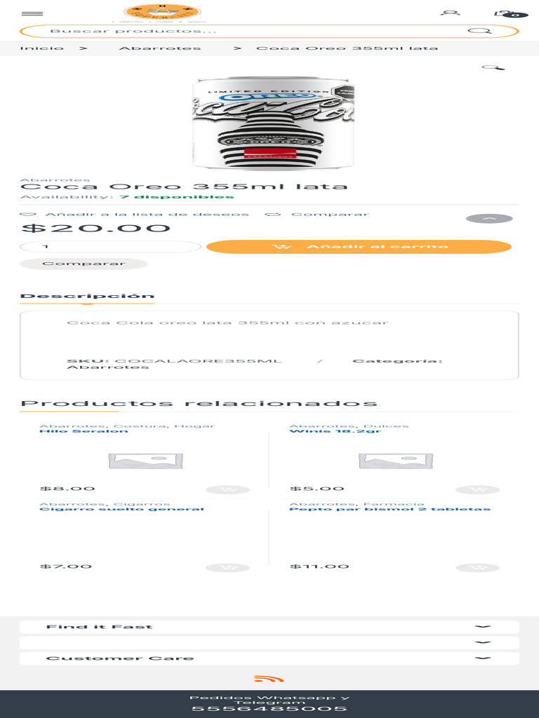 Coca Oreo 355ml Lata - Supercito 3H Abarrotes | PDF