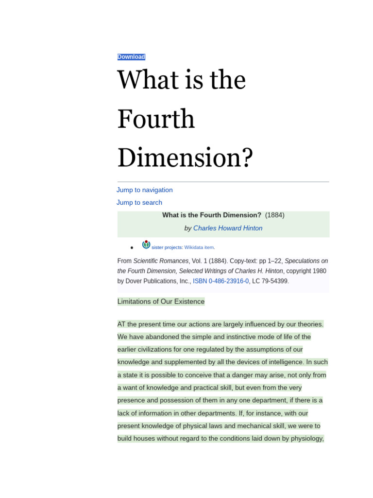 What Is The Fourth Dimension | PDF | Philosophy