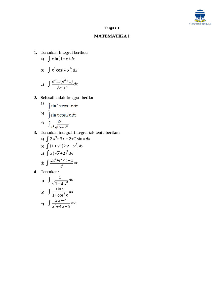 Tugas 1 - Matematika I | PDF