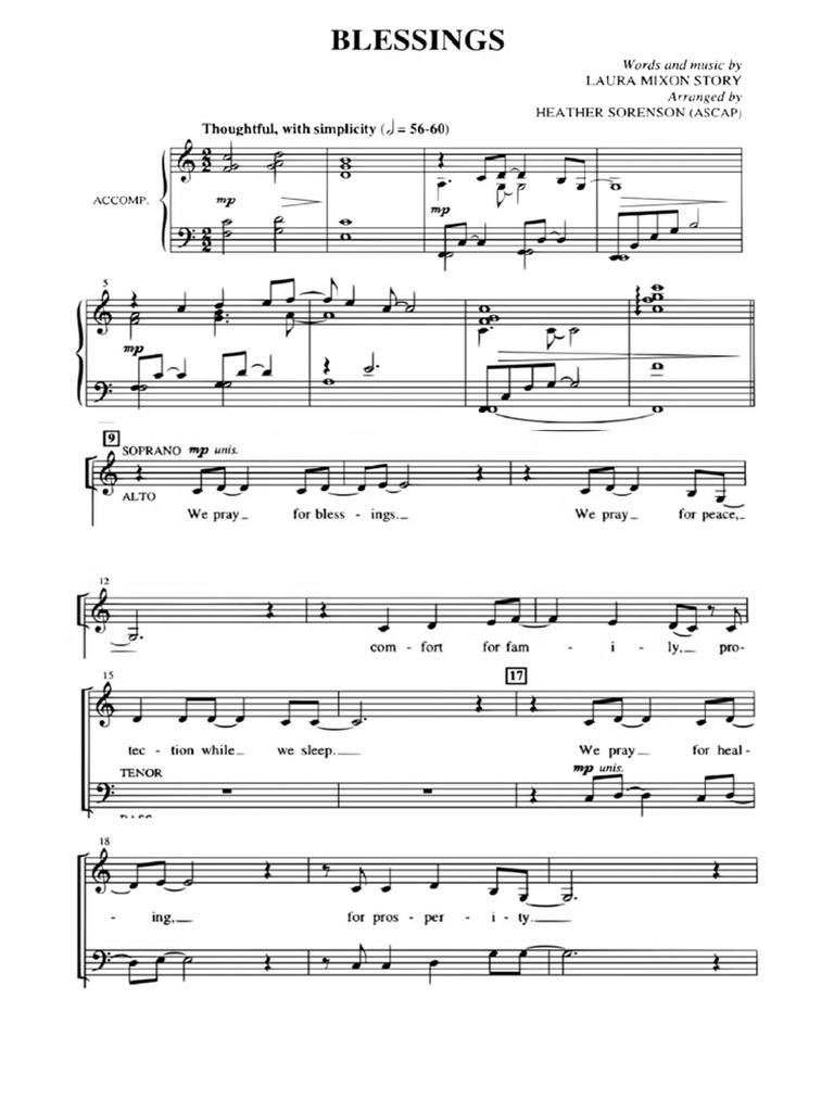 BLESSINGS Piano Sheets and Lyrics | PDF