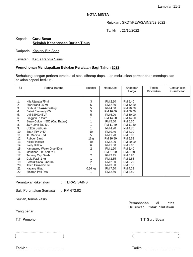 Nota Minta Astaka Edar TS25 12 | PDF