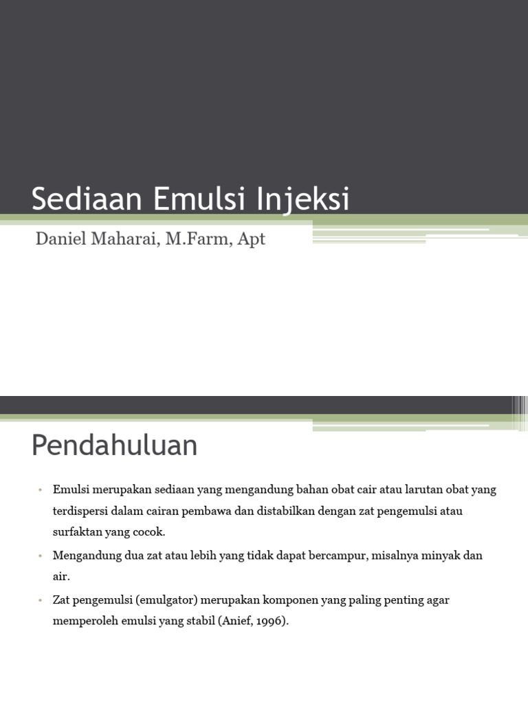 Sediaan Emulsi Injeksi | PDF