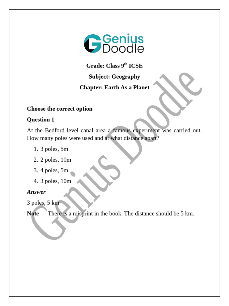 ICSE Class 9 Geography: Earth as a Planet | PDF | Earth | Atmosphere