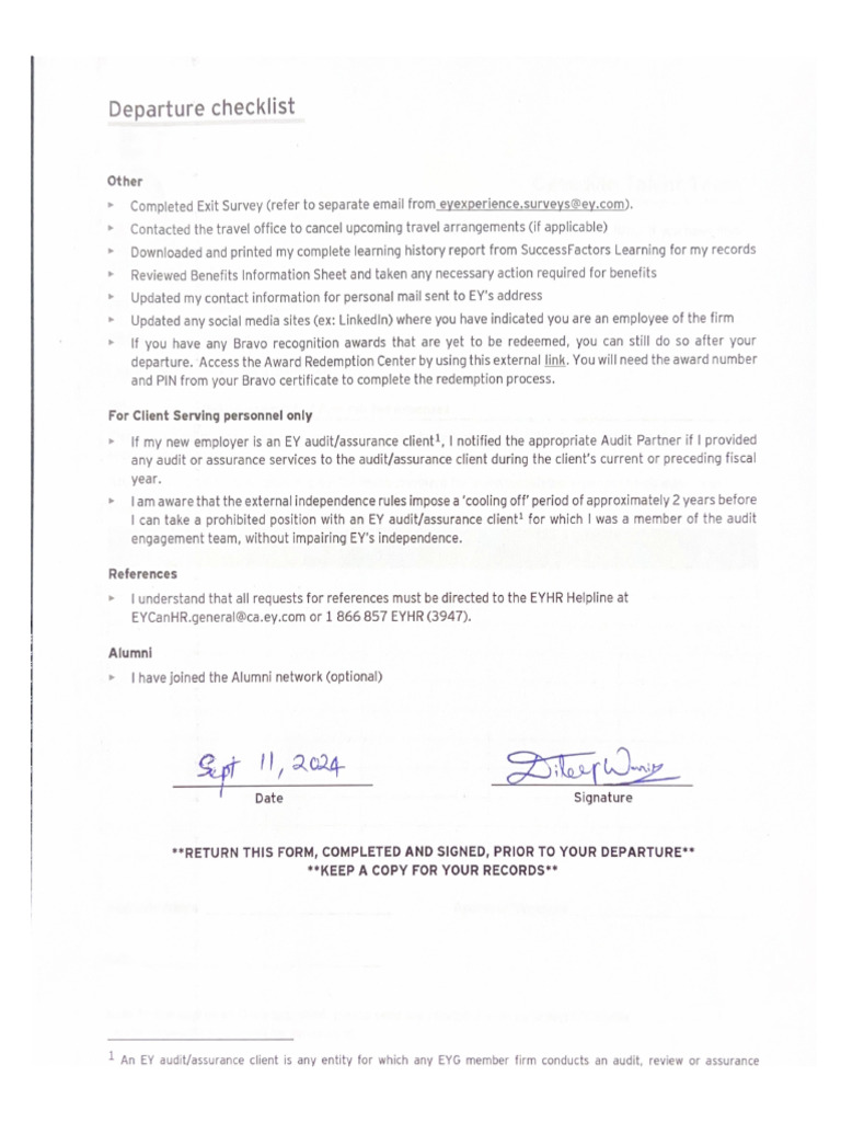 Departure Checklist | PDF