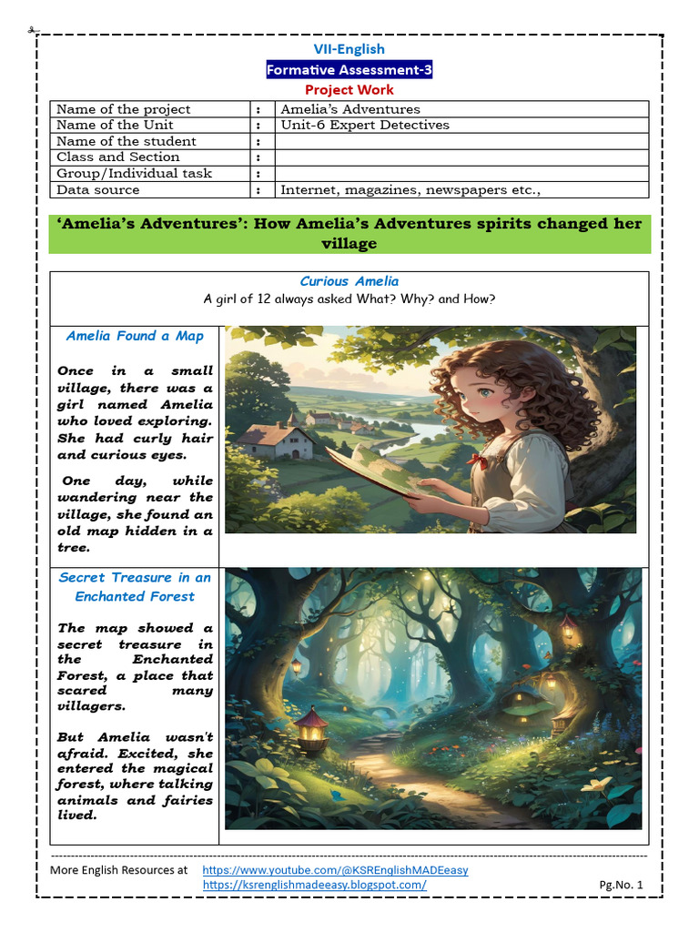 Amelia's Adventures: Class 7 Project | PDF
