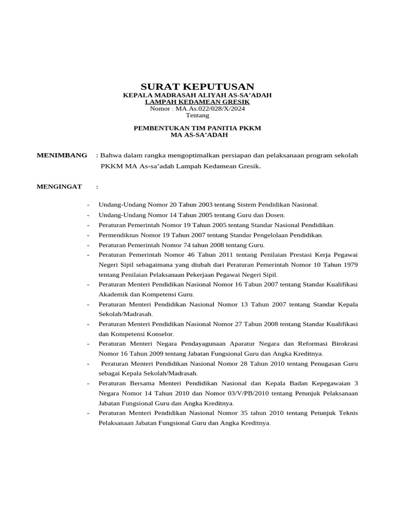 SK TIM PKKM 2024 | PDF