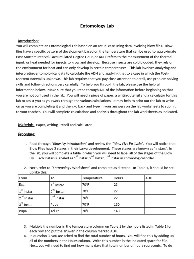 Forensic Entomology Lab | PDF