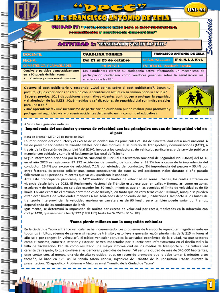 5°DPCC. Sesión N°2-U4 | PDF | Tráfico | Accidente de tráfico