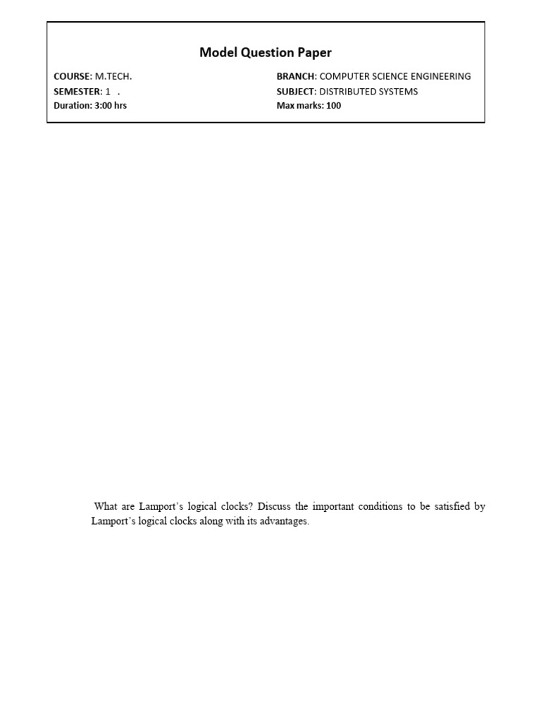 M.Tech Distributed Systems Exam | PDF | Distributed Computing | Concurrent Computing