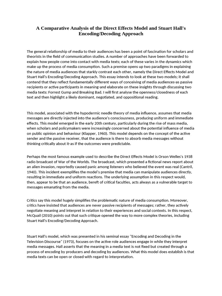 A Comparative Analysis of The Direct Effects Model and Stuart Hall ...