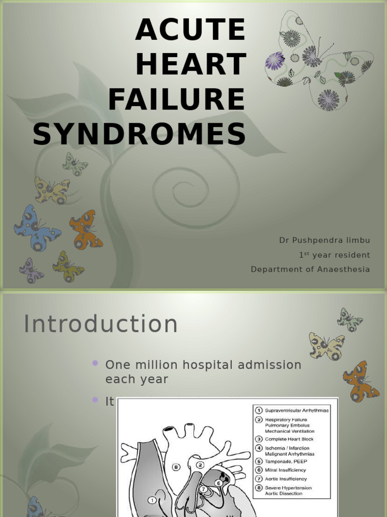 ACUTE HEART FAILURE SYNDROMES Drpushpendra | PDF | Ejection Fraction ...