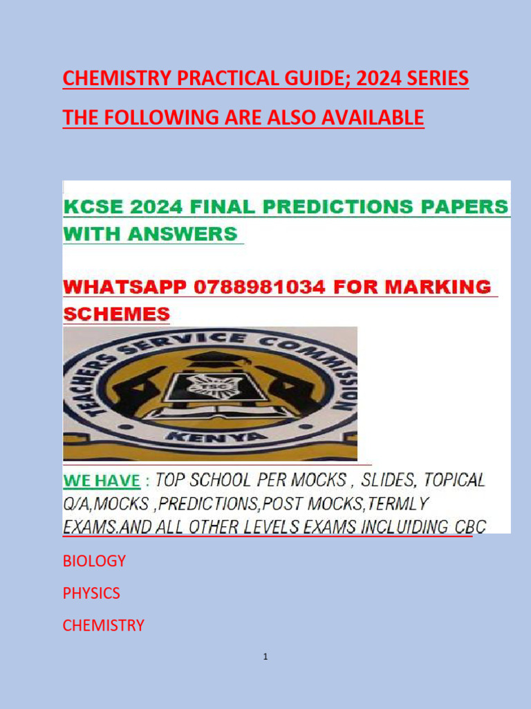 2024 Mastering Chemistry Practical Guide | PDF | Precipitation (Chemistry) | Solubility