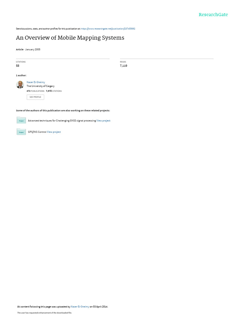 An Overview of Mobile Mapping Systems | PDF | Inertial Navigation ...