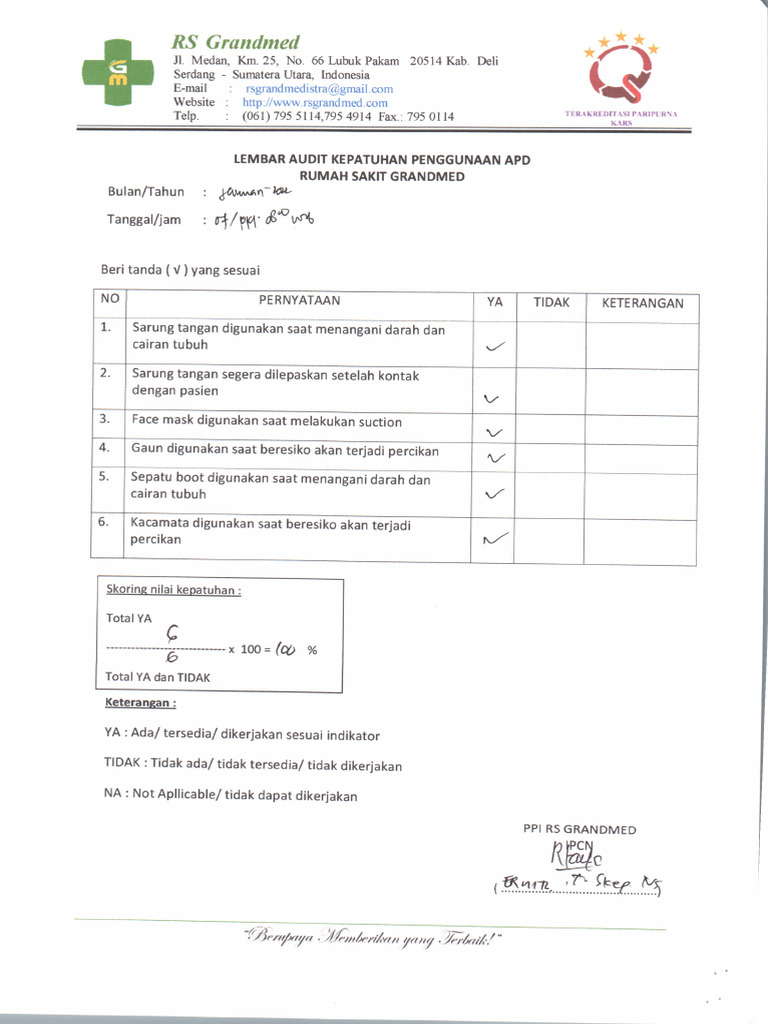 Audit Keptahuhan Apd Januari 2022 | PDF
