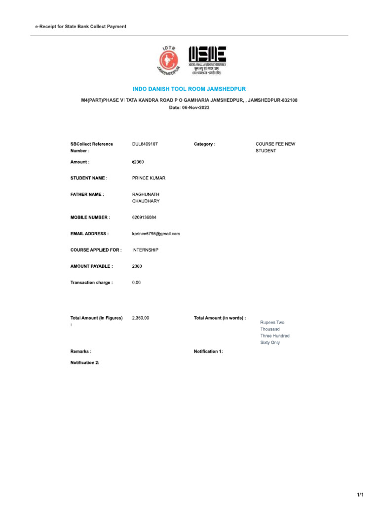 Prince Payment Internship | PDF