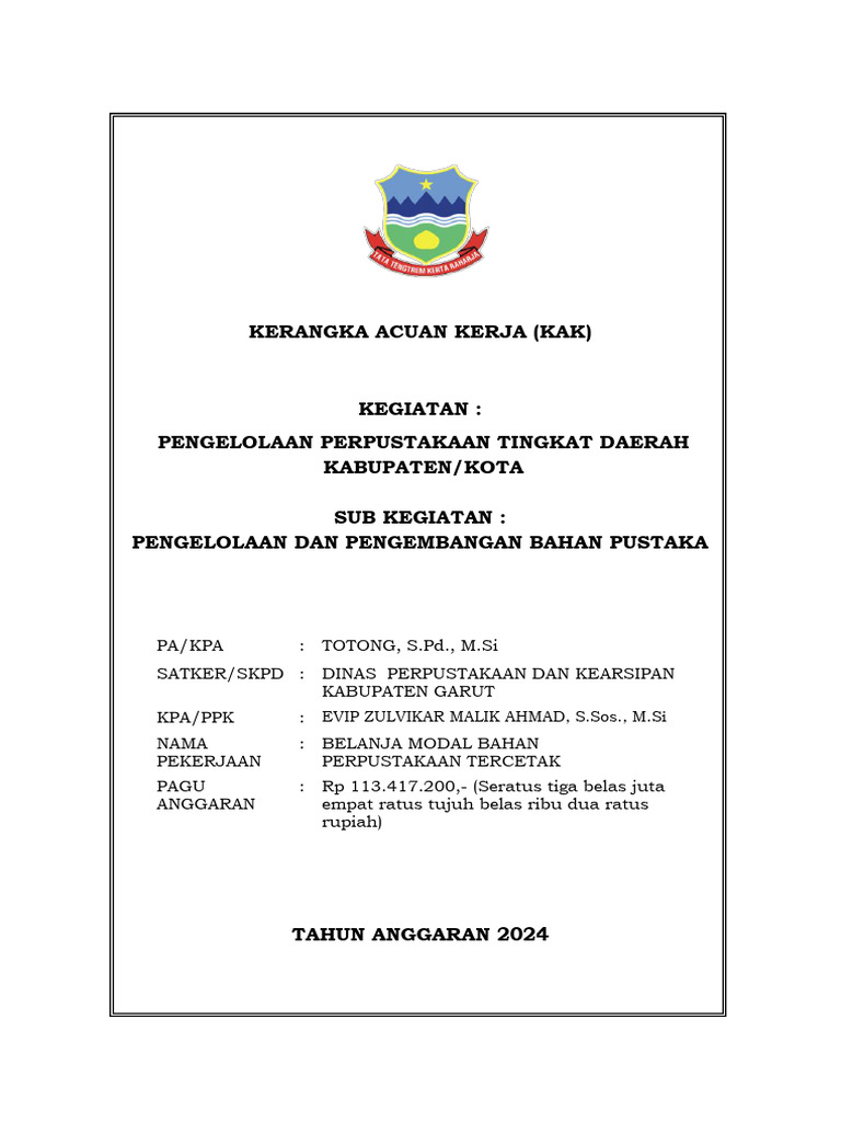 Kak Rab Pengadaan Buku 2024 | PDF