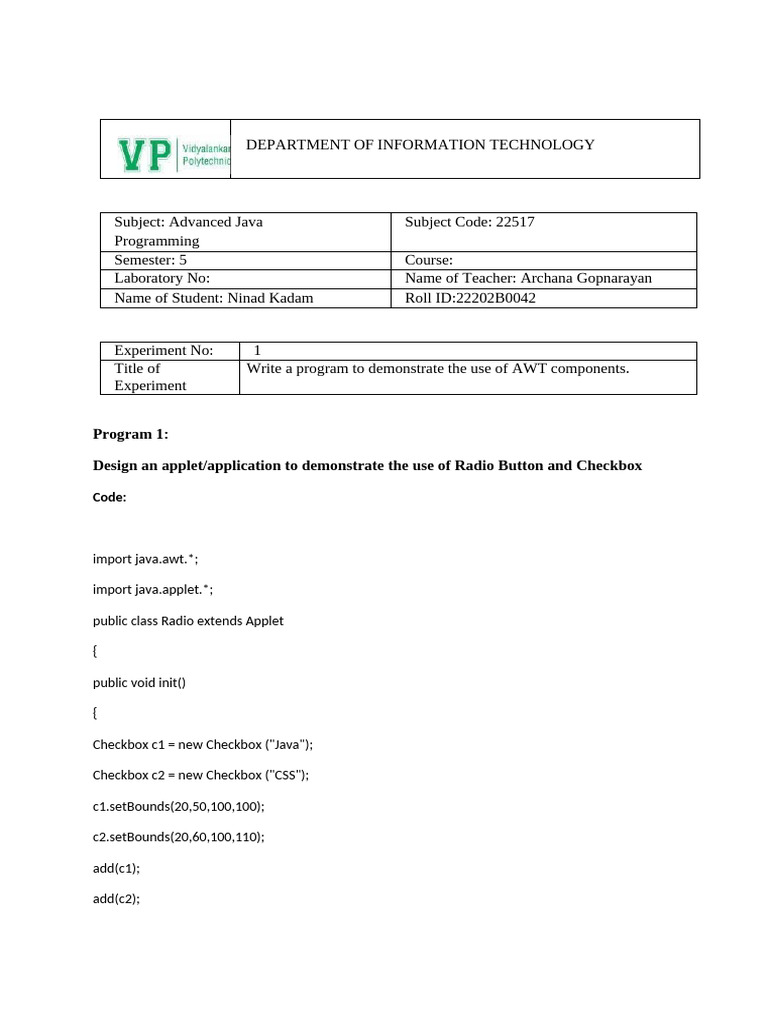 22202B0042 Ninad - Kadam | PDF | Computer Science | System Software
