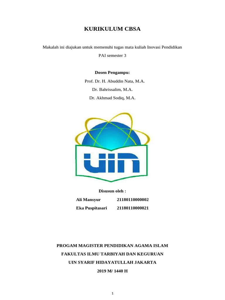 MAKALAH Kurikulum CBSA | PDF | Karier & Perkembangan