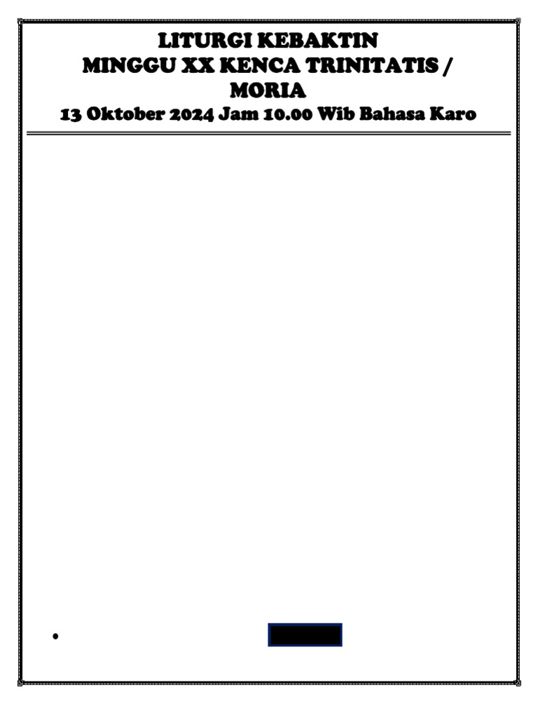 20 Lit-Minggu-20-Kenca-Trinitatis Moria 13-10-2024 Bhs - Karo | PDF