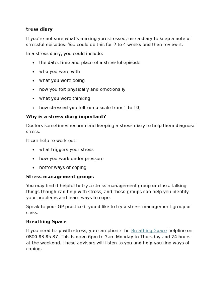 Stress Diary | PDF