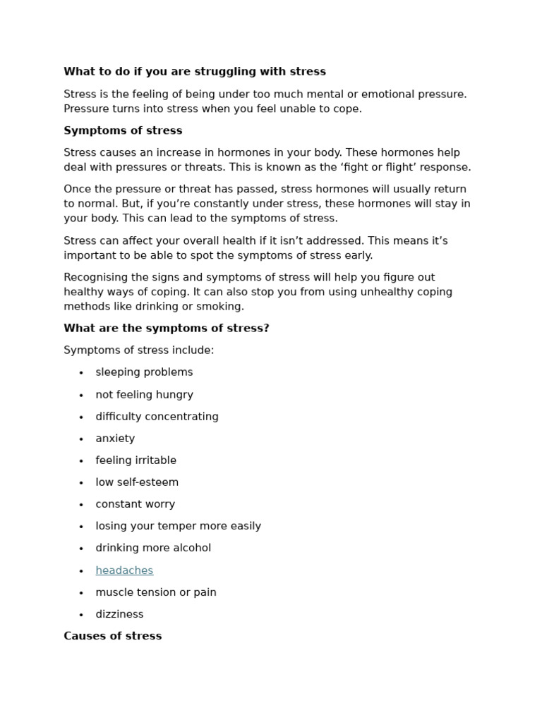 What To Do If You Are Struggling With Stress | PDF | Self-Improvement ...
