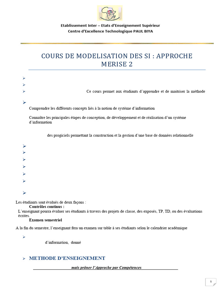 Cours sur la méthode Merise en SI | PDF | Informatique | Sciences de l ...