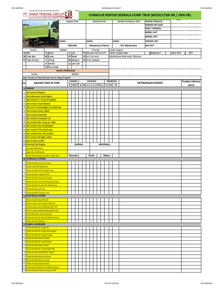 Formulir Inspeksi Backlog (DTH) | PDF