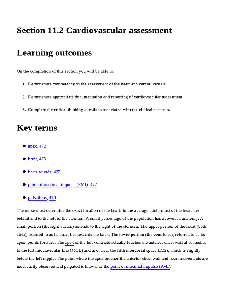Skills in Clinical Nursing - (Section 11.2 Cardiovascular Assessment ...