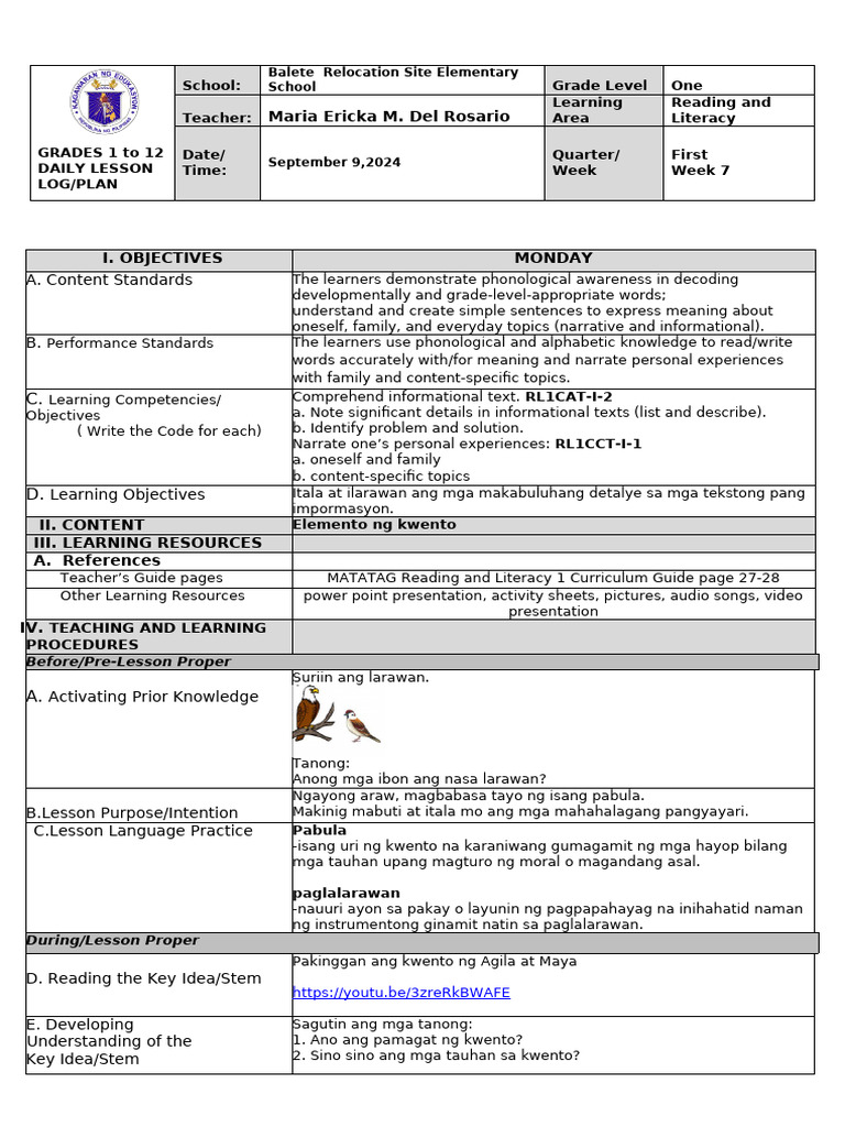 DLL R&L Q1W7 | PDF | Learning | Literacy