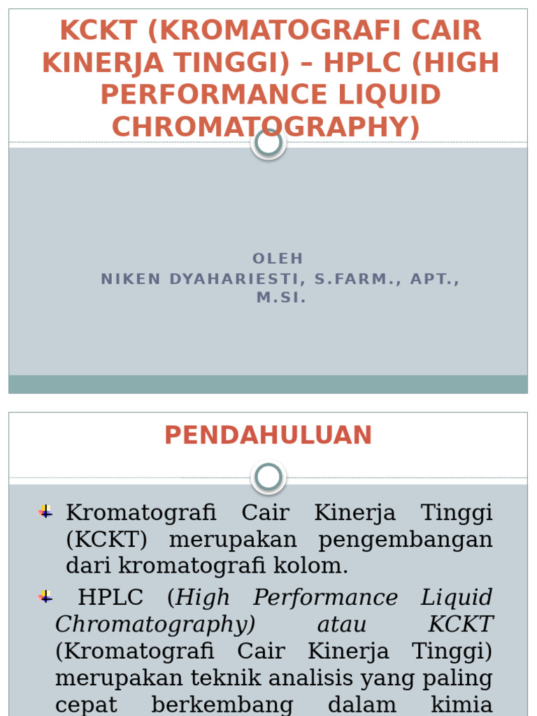 KCKT (Kromatografi Cair Kinerja Tinggi) | PDF