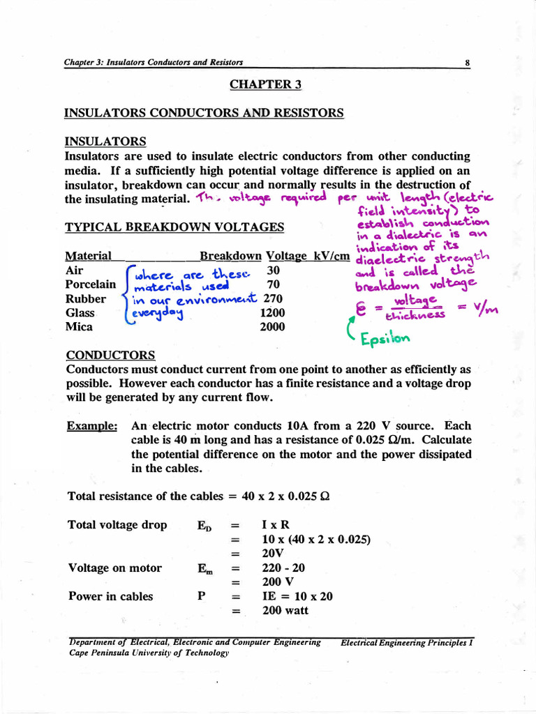 Chapter 3 - Insulators, Conductors and Resistors | PDF | Electrical ...