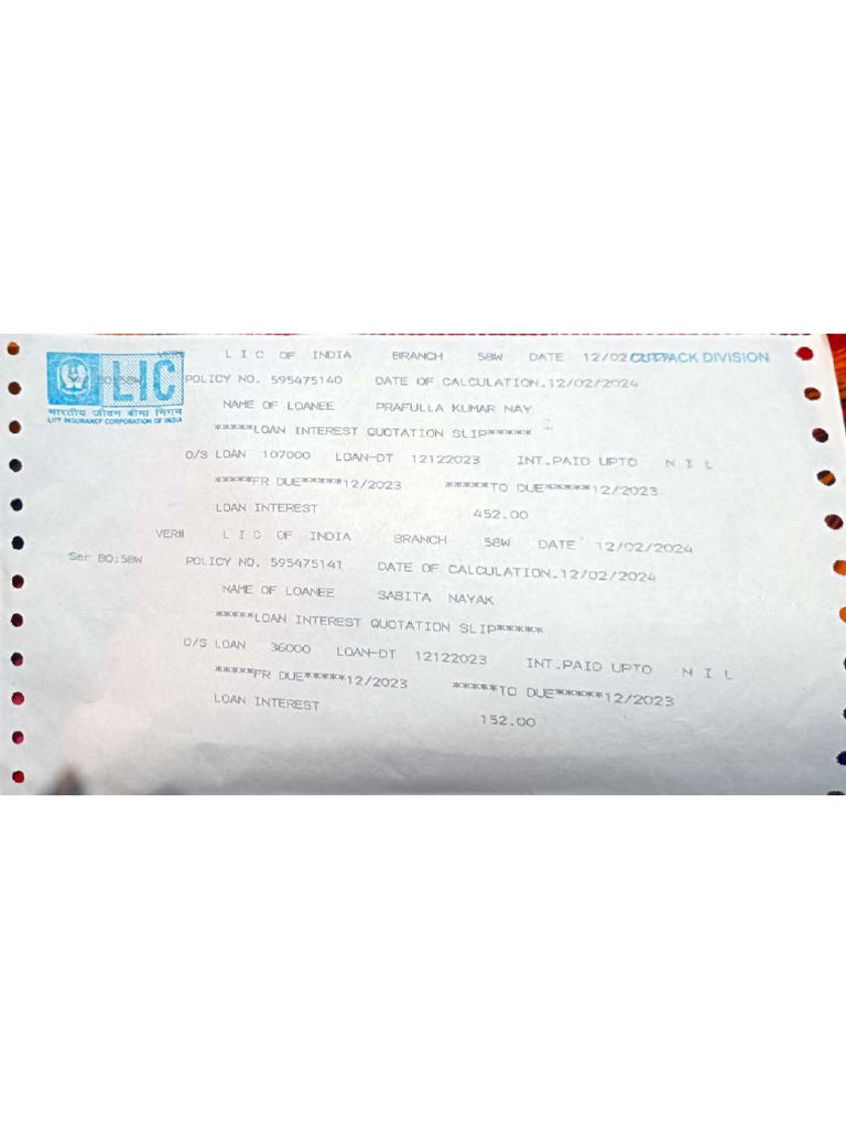 LIC Payment Slip | PDF