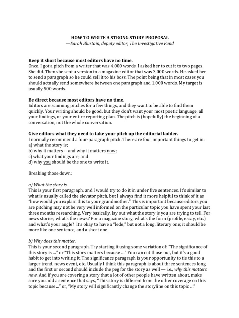 Crafting an Effective Story Proposal | PDF | Career & Growth | Language ...