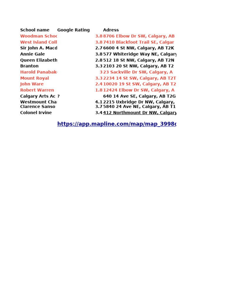 Calgary Schools | PDF