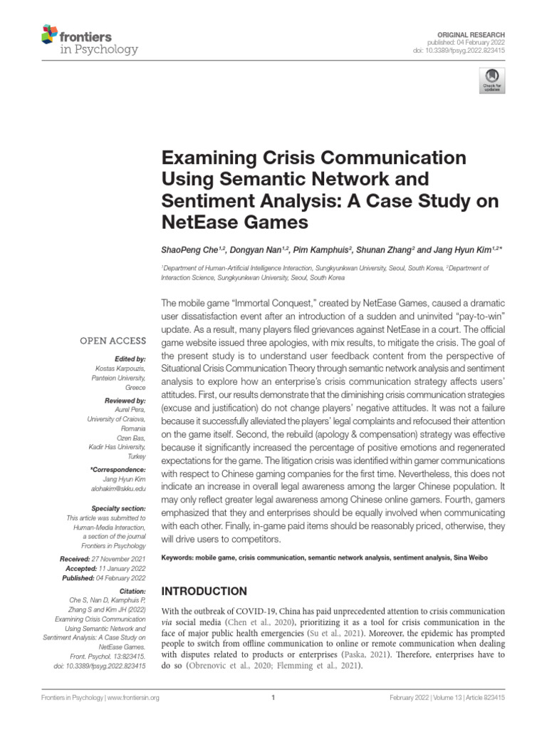 Examining Crisis Communication Using Semantic Netw | PDF | Computers