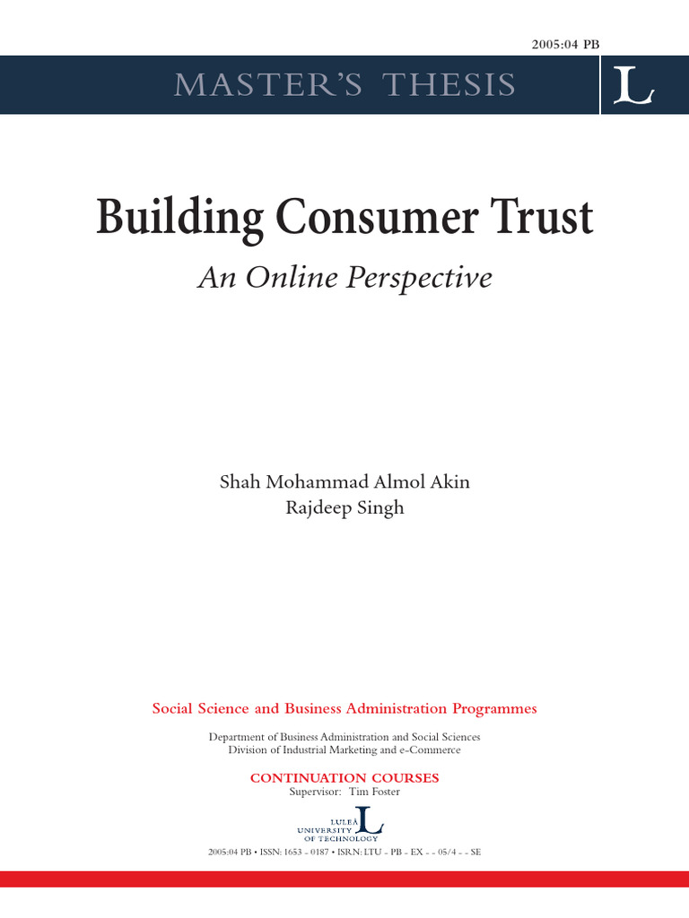 2005 - Building Consumer Trust An Online Perspective | PDF | Marketing ...