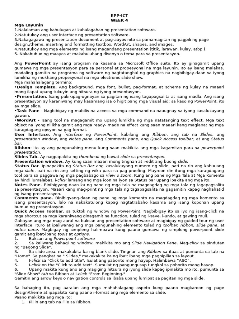 EPP ICT Week 4 | PDF