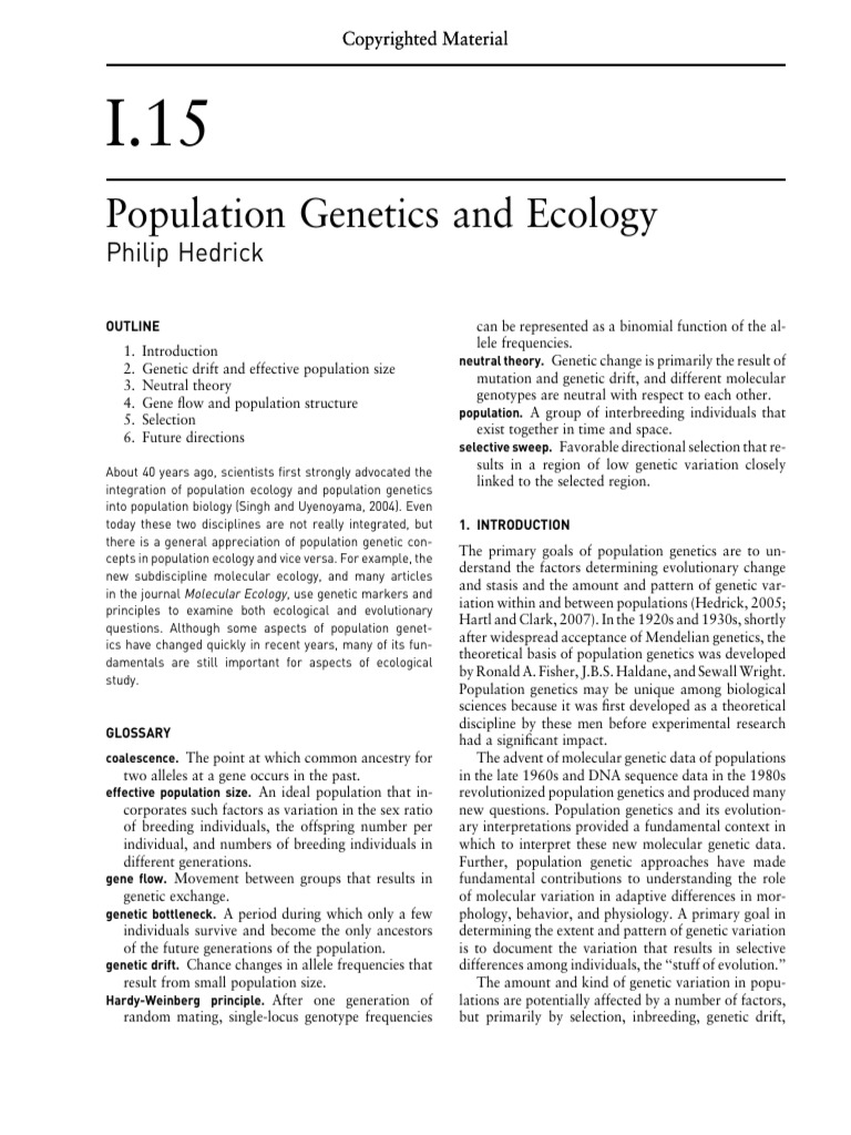 Paper 1 Unit I - C - Population Genetics | PDF | Population Genetics | Genetic Diversity