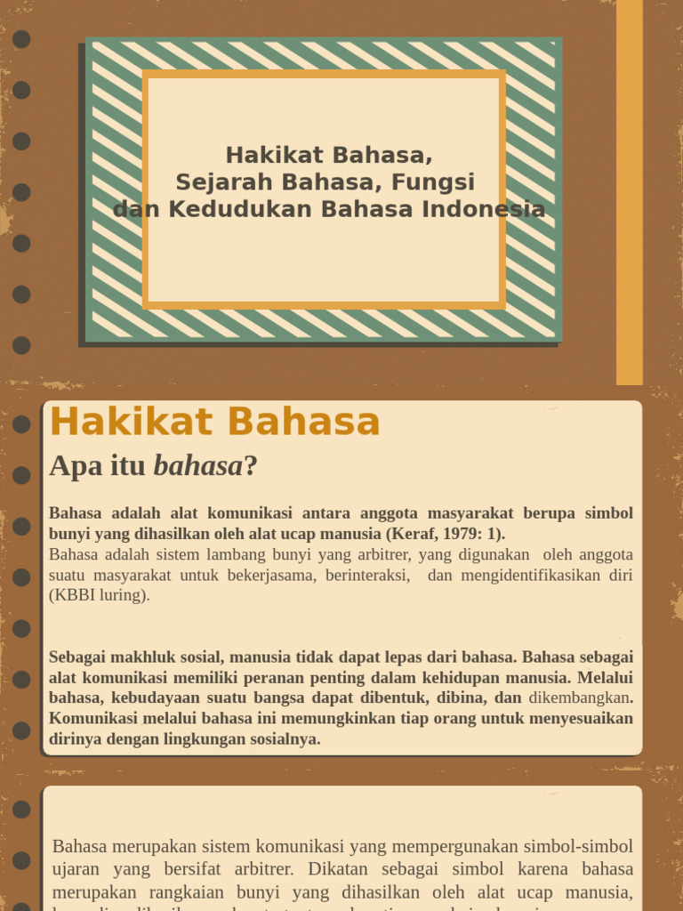 Pertemuan 1 Hakikat, Sejarah, Dan Fungsi Bahasa Indonesia | PDF