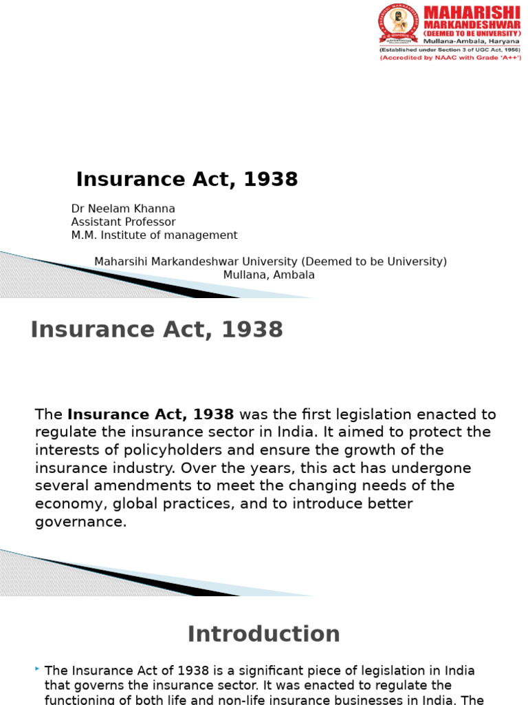 Insurance Act 1938 | PDF | Insurance | Private Law