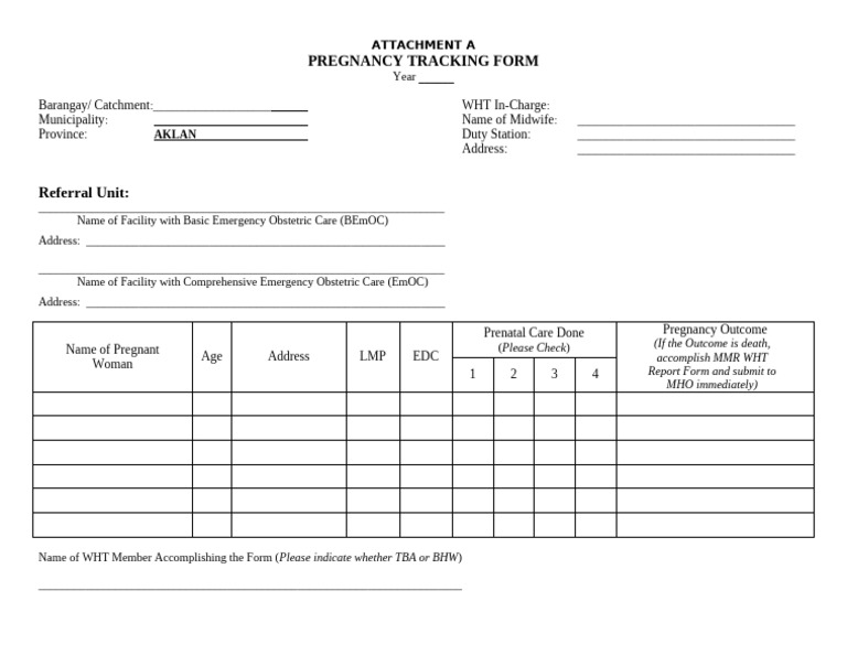 Pregnancy Tracking Form Template | PDF | Finance & Money Management