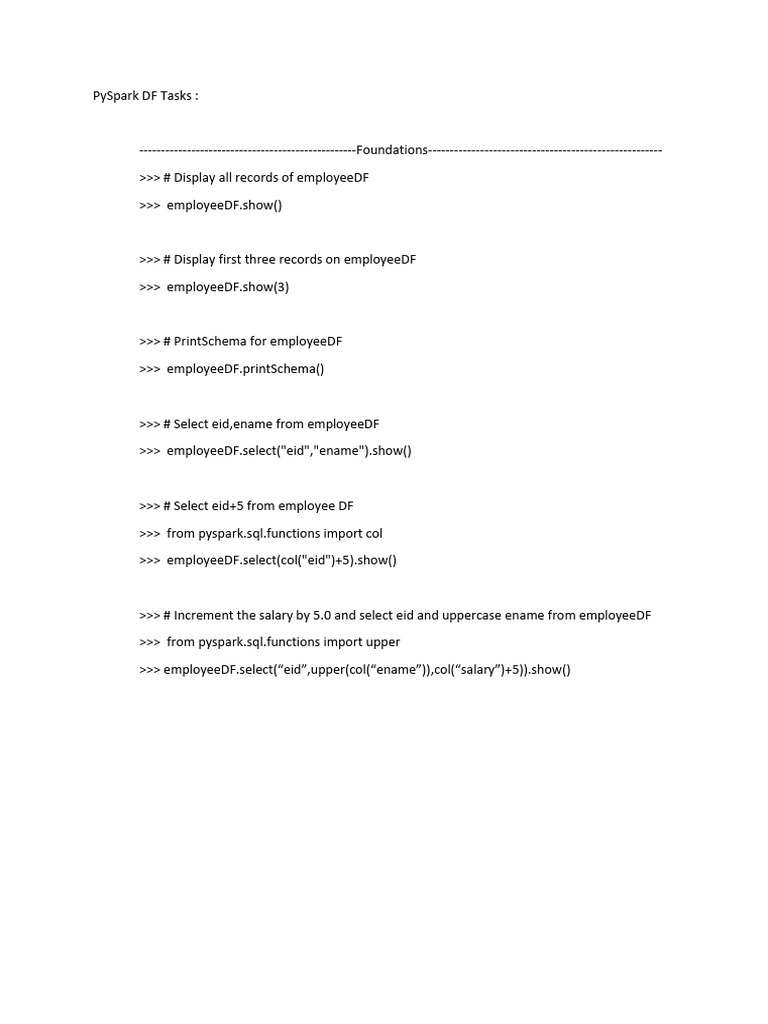 PySpark DataFrame Operations Guide | PDF | String (Computer Science) | Computing